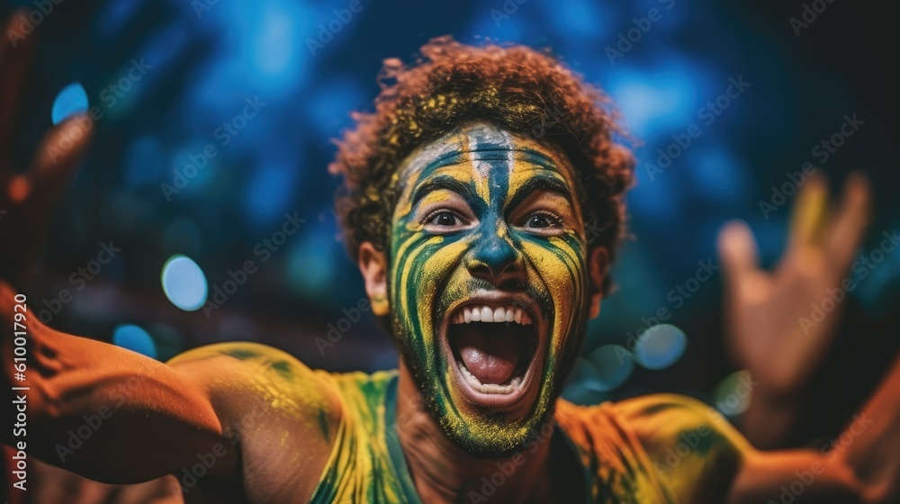 portrait of a brazilian ethnic diverse people celebrating ...