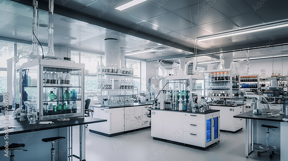 Laboratory workplace interior. Stock Illustration | Adobe Stock