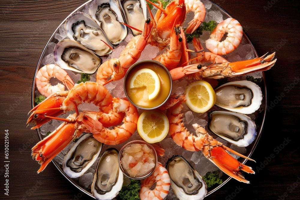 stock photo of A plateau de fruits de mer is a seafood Food Photography ...