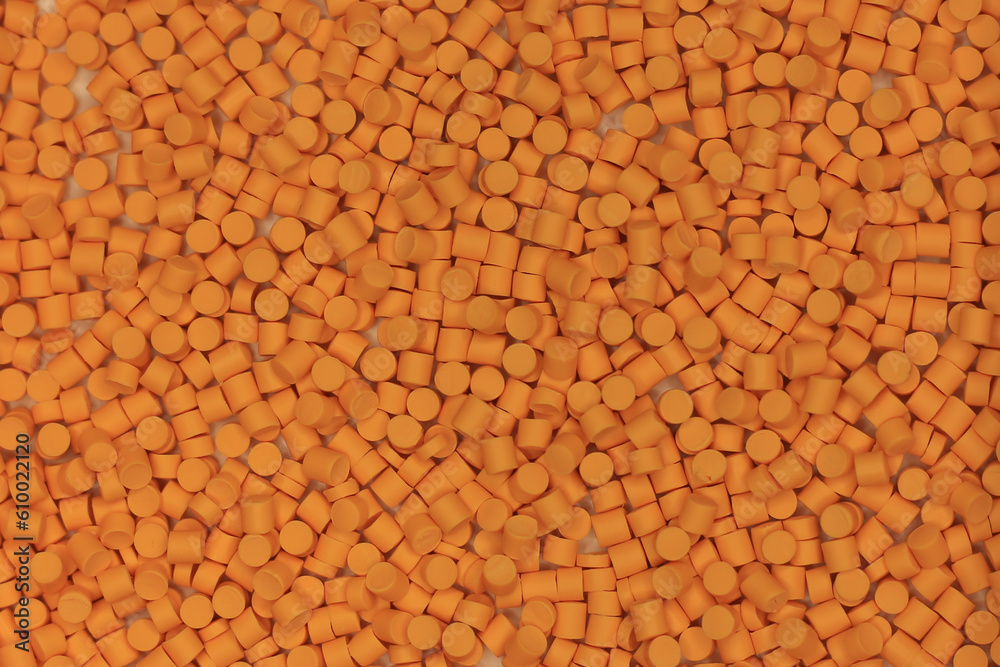 Foto de The plastic granules. Polymeric of orange dye . Dye for ...