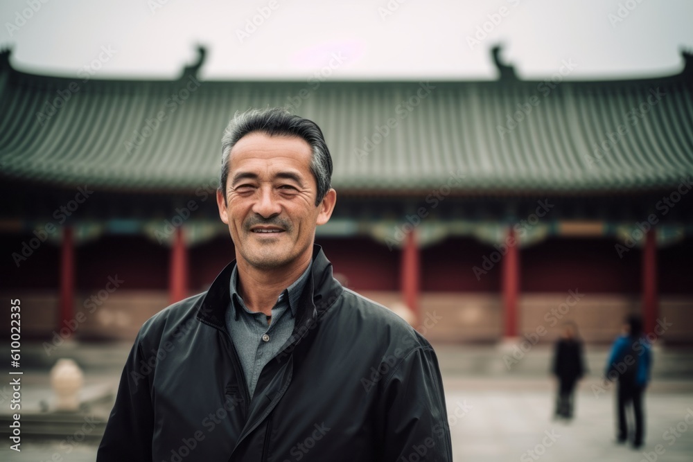 Lifestyle portrait photography of a pleased man in his 40s that is with ...