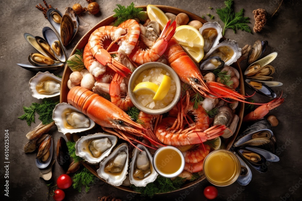 stock photo of A plateau de fruits de mer is a seafood Food Photography ...