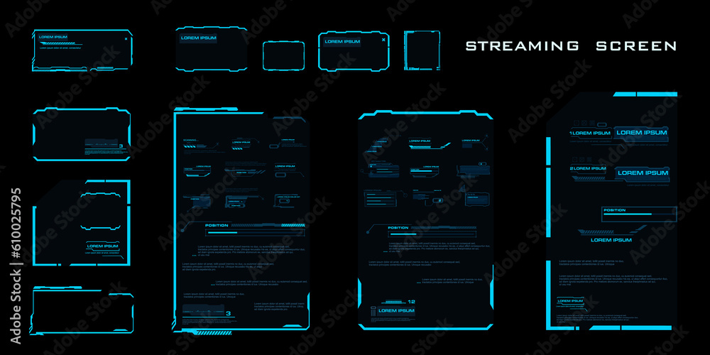 Set of frames, callouts and titles. Modern dialog HUD interface ...