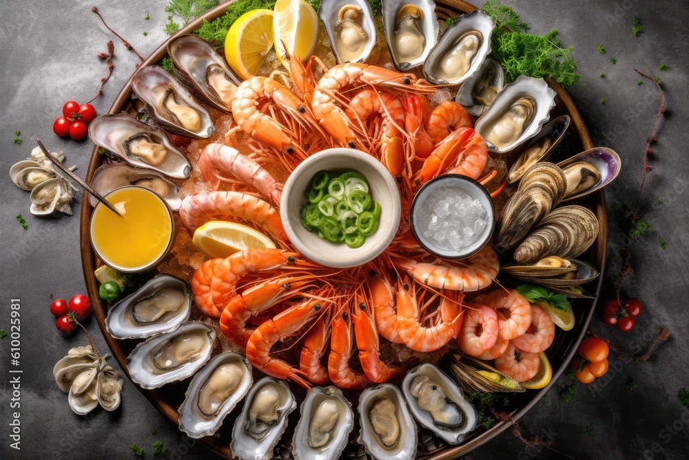 stock photo of A plateau de fruits de mer is a seafood Food Photography ...