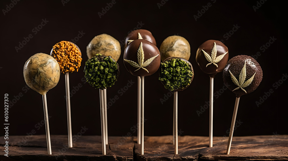 Cannabis-infused chocolate lollipops candy generative ai Stock ...