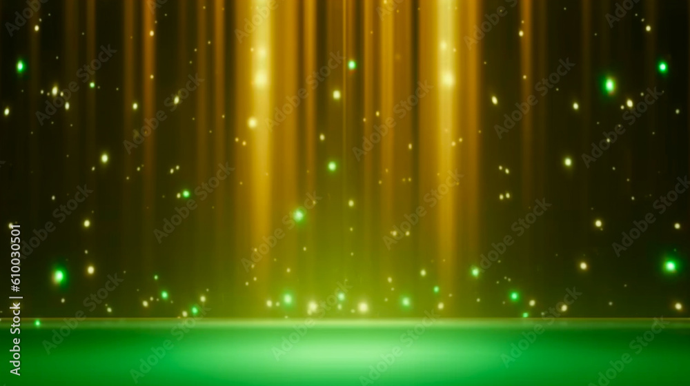 Empty green and gold stage or podium for product presentation, gold ...