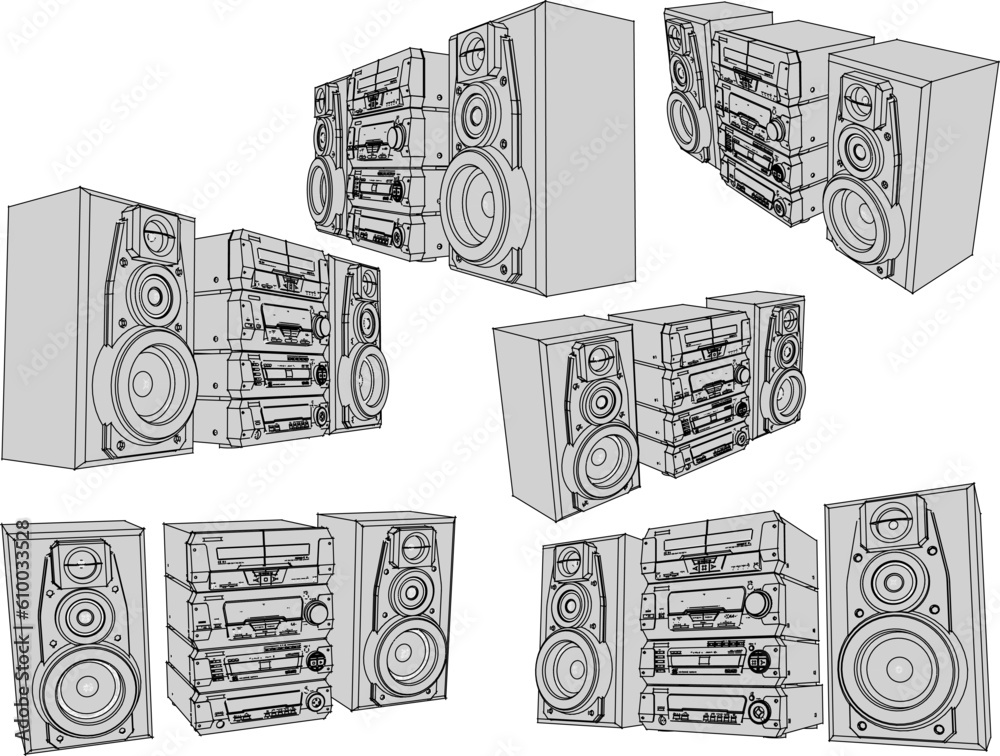 Subwooover sound system cartoon illustration vector sketch Stock Vector ...