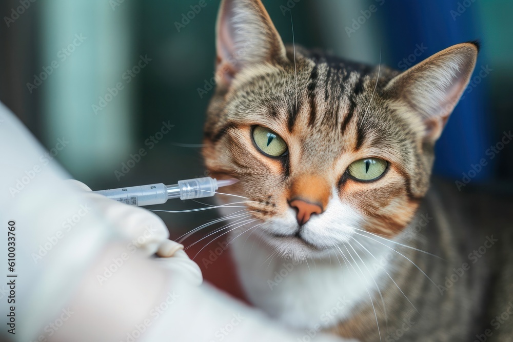 Veterinary doctor giving injection for angry cat. medicine, pet ...