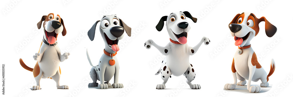 set cute cartoon dog character on transparent background Stock ...