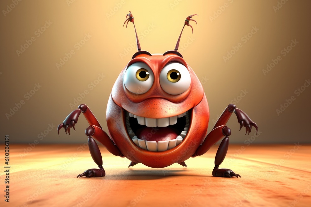 Cute Cartoon Cockroach Character. Generative Ai Stock Illustration ...