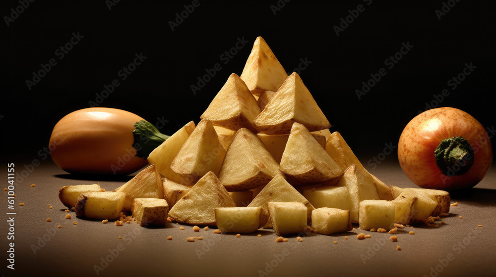 pyramids potato chips created with Generative AI technology Stock ...
