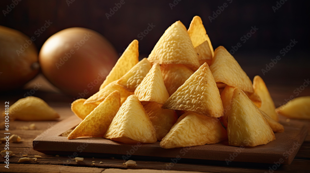 pyramids potato chips created with Generative AI technology Stock ...