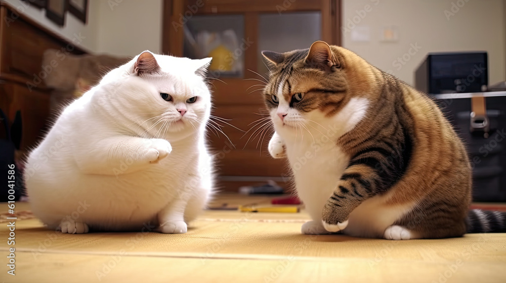 fat sumo cat fights created with Generative AI technology Stock ...