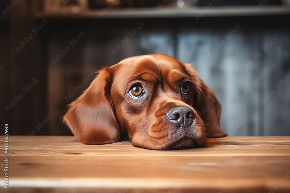 brown dog laying down table sadness cute nose humans suddenly symmetric ...