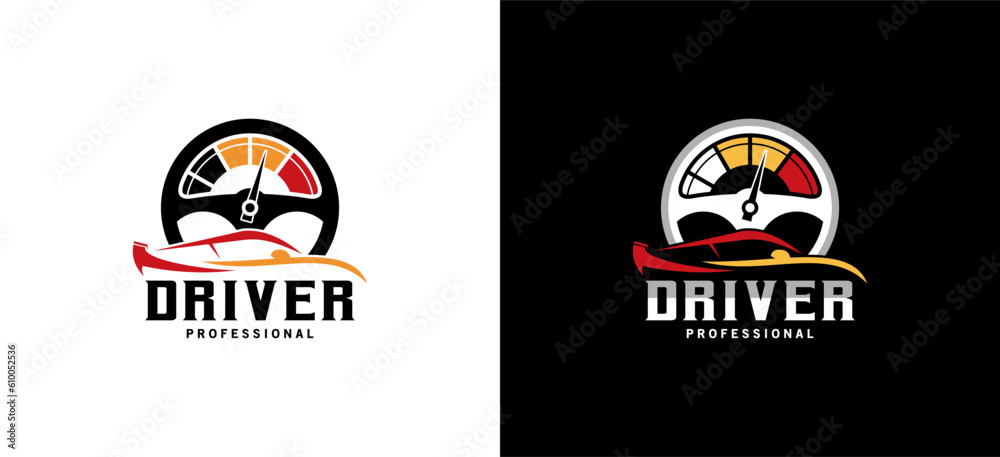 Professional car driver logo design with modern abstract rpm speed ...
