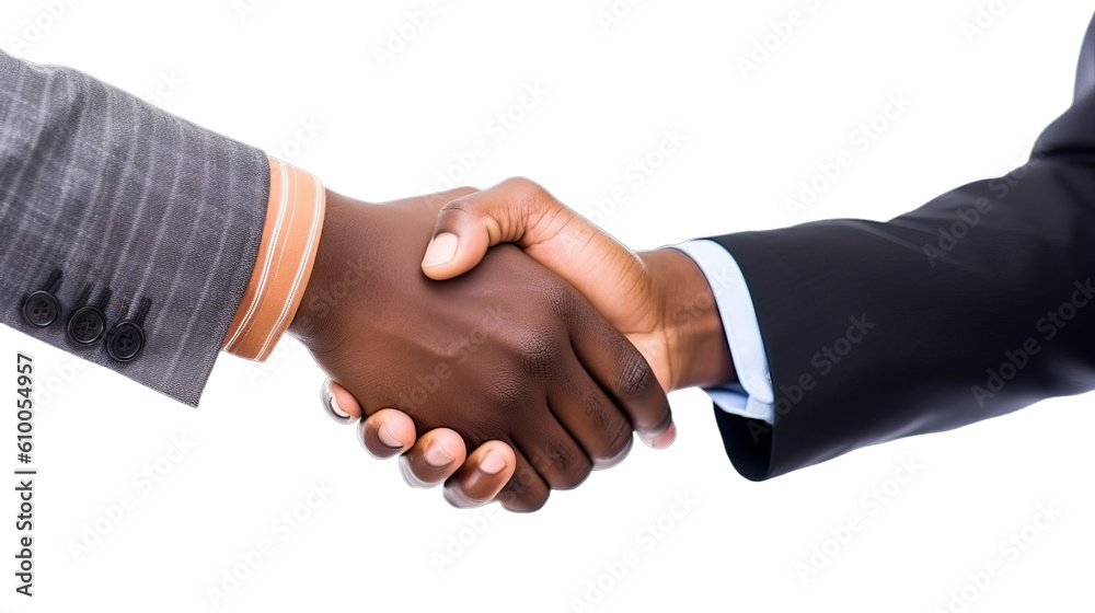 A formal business handshake between 2 men with African heritage on a ...
