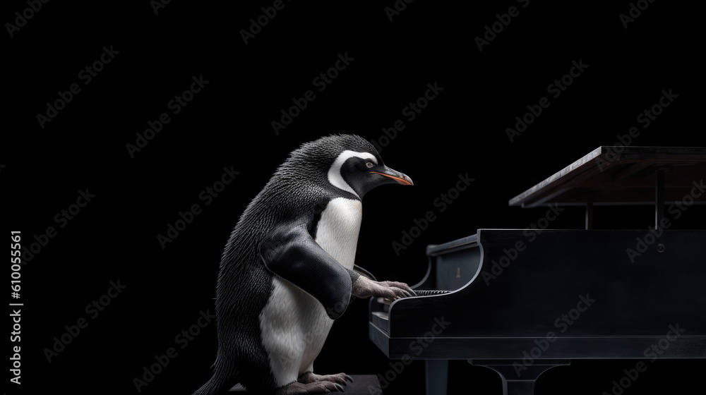 penguin playing piano created with Generative AI technology Stock ...