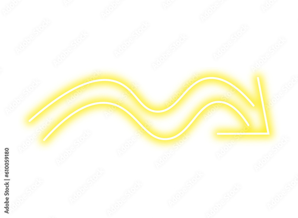 Neon arrow shape png. Glowing yellow arrow on transparent background ...