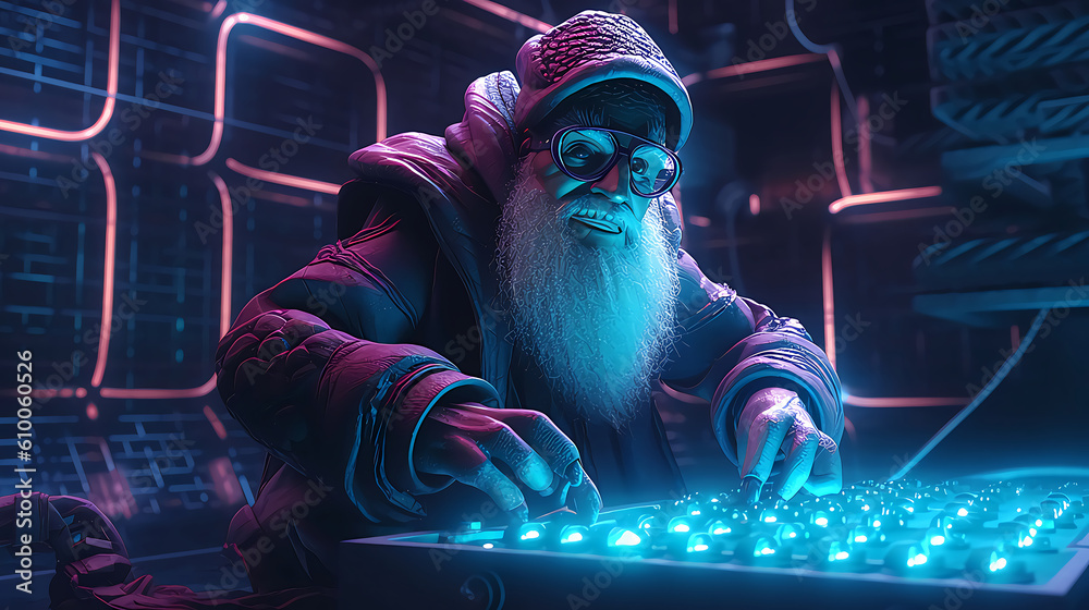 gnome techno cover art style cybergoth in cinema generative ai Stock ...