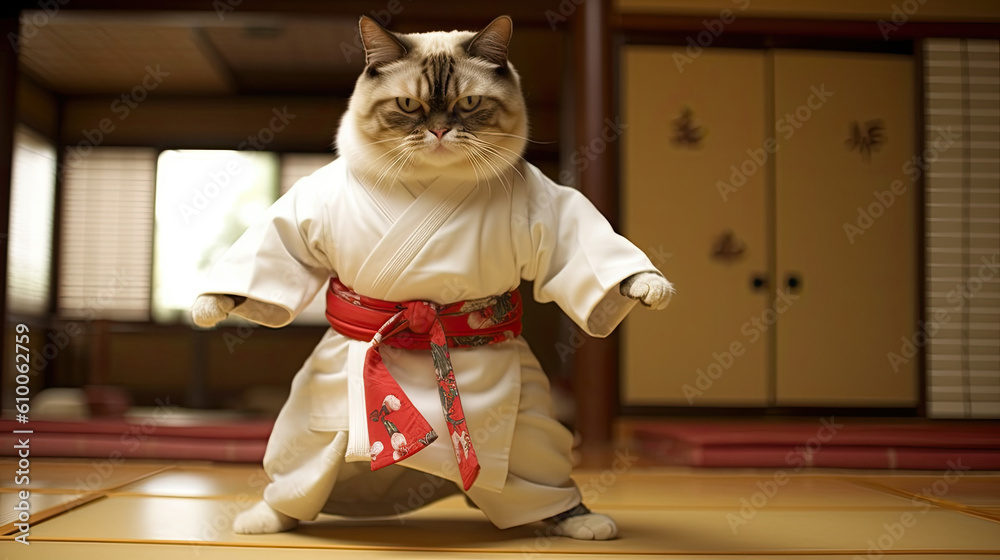 fat sumo cat in kimono created with Generative AI technology Stock ...