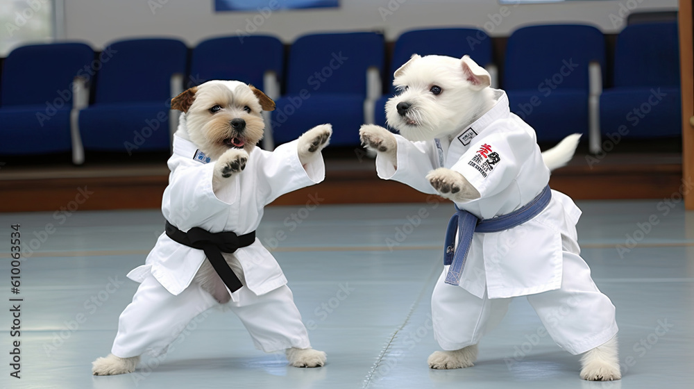 taekwondo dogs flighting created with Generative AI technology Stock ...