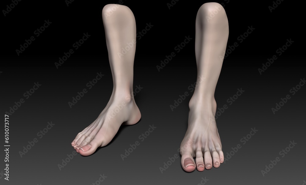 Female Foot Sculpt pose render of background. 3d rendering Stock ...