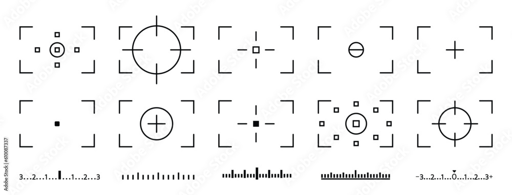 Camera frame viewfinder set.Video recording screen.Photo camera ...