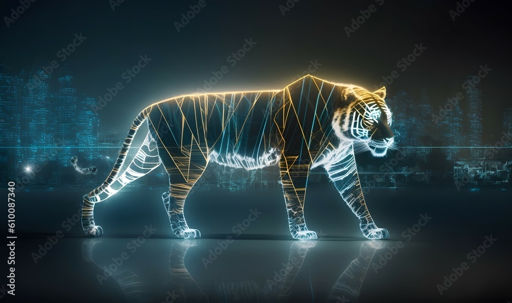 mystic tiger in the night generative ai as soft ethereal dreamy ...
