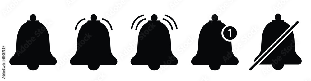 Notification bell icon collection.Alarm clock and smartphone ...
