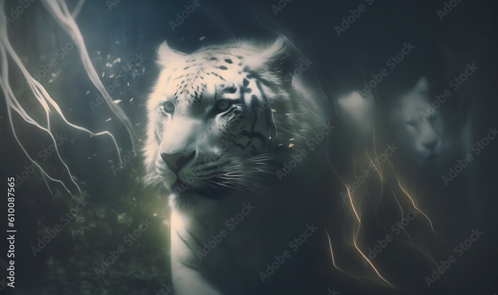 mystic tiger in the night generative ai as soft ethereal dreamy ...