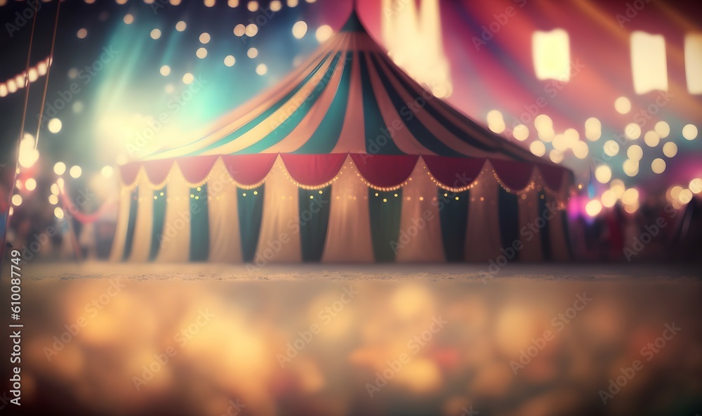 A image showing the circus theme with tents illuminated by the colors ...