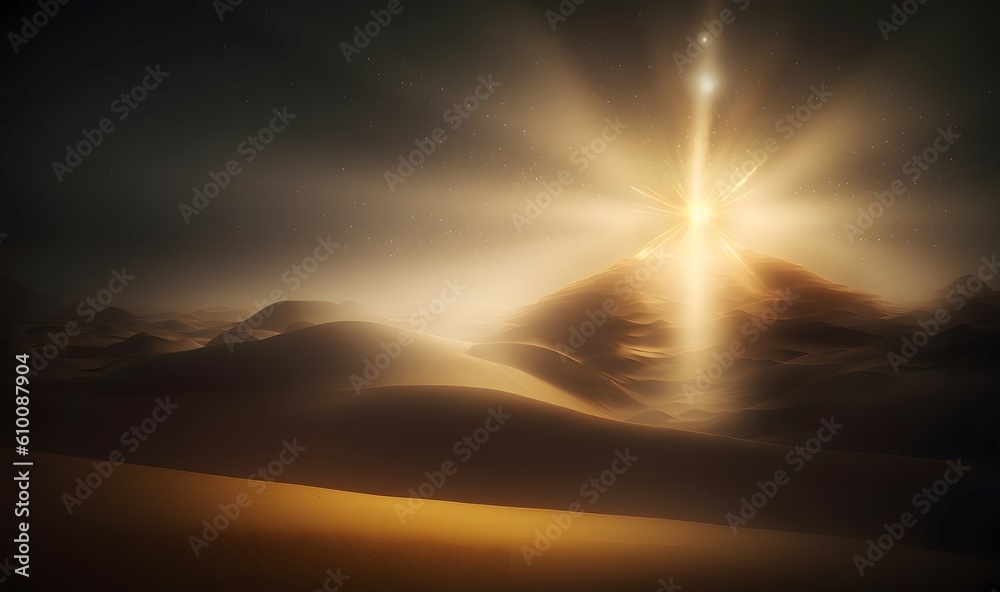 Atmospheric and mystical moody light of the sunset sunbeam illuminated ...