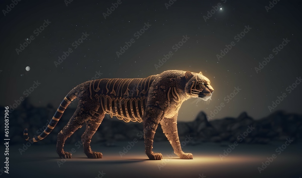mystic tiger in the night generative ai as soft ethereal dreamy ...