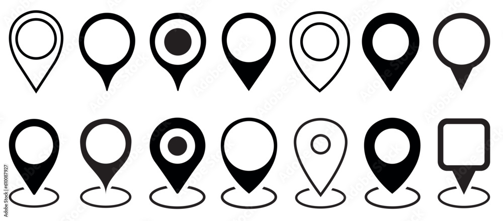 Location pin icon set. Map pin place marker.Location icon. Map marker ...