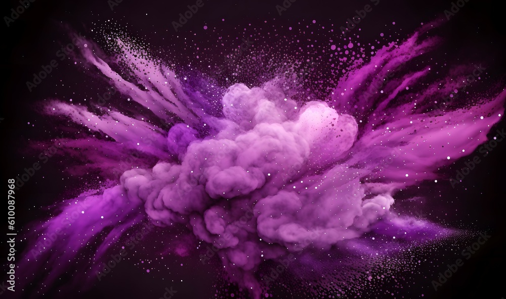 Purple magic dust clouds with sparkles and glitter, curve and round ...