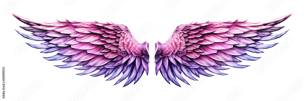 Purple wings isolated on transparent background -Generative AI Stock ...