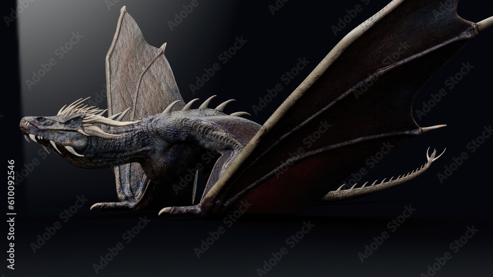 Wyvern type Dragon pose render of background. 3d rendering Stock ...