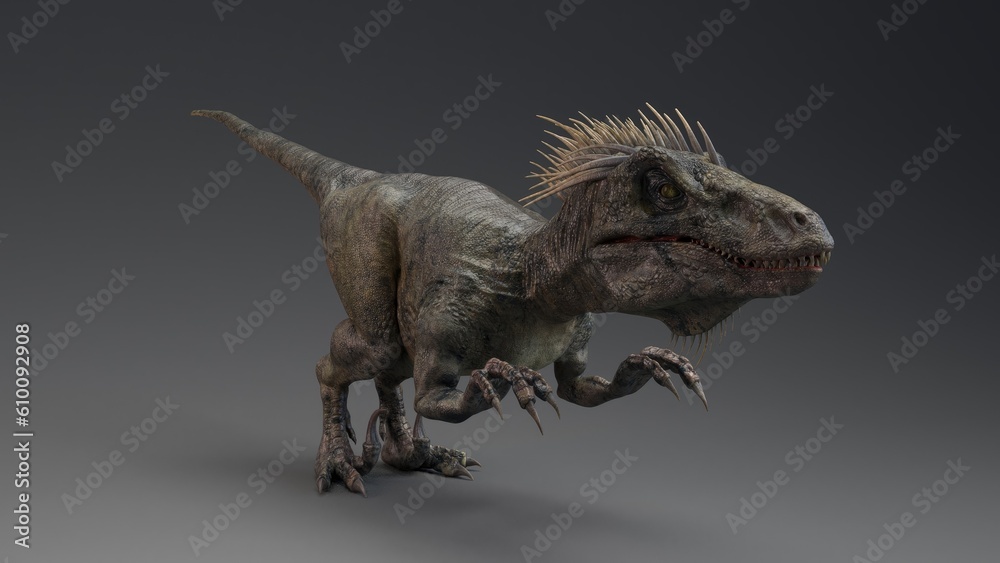 Utahraptor pose render of background. 3d rendering Stock Illustration ...