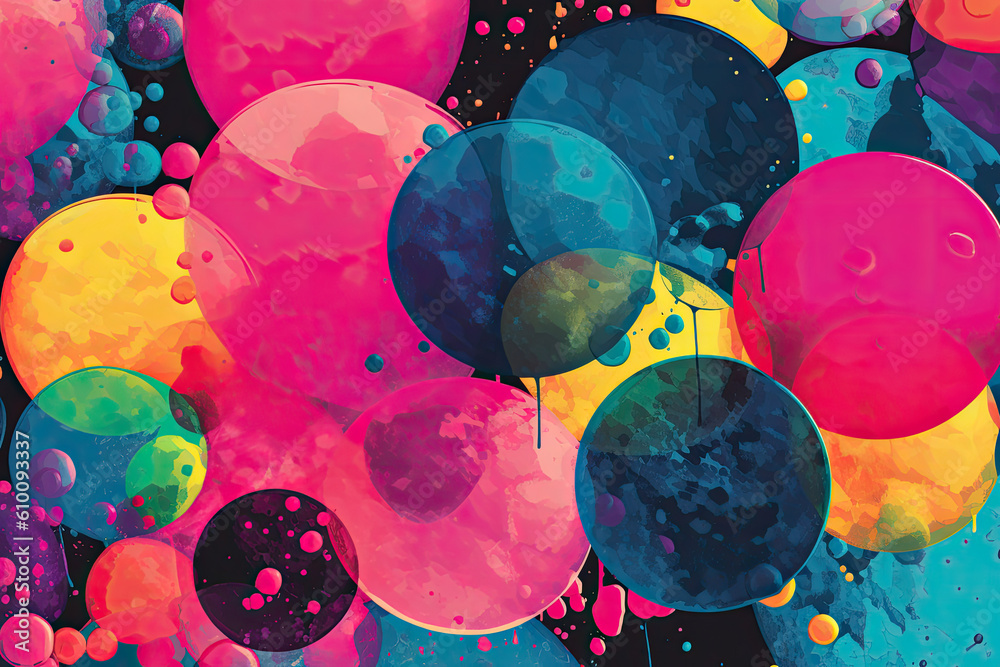 Bubble textures with a pop art-inspired feel in bold and vibrant colors ...