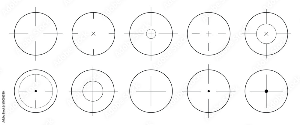 Set of vector Aim icons. Target destination icon set on transparent ...