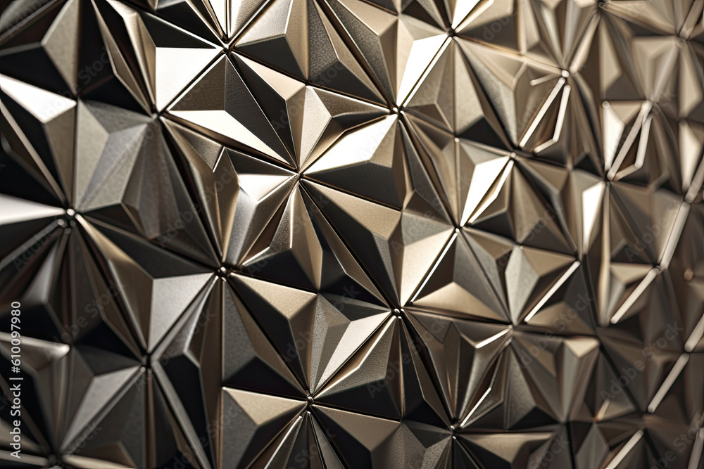 Embossed geometric shapes in metallic shades creating an illusion of ...