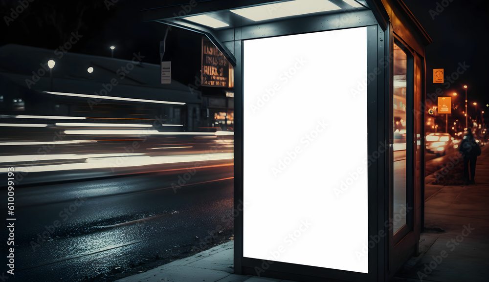 Empty Outdoor Advertising billboard mockup at bus stop, Empty ...