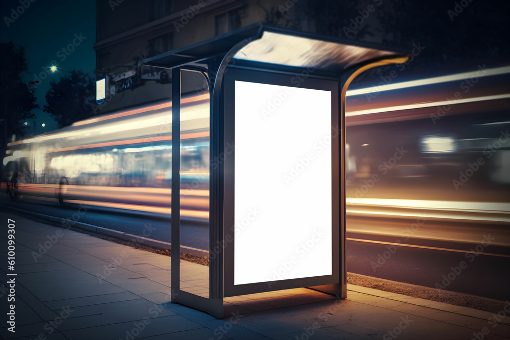 Empty Outdoor Advertising billboard mockup at bus stop, Empty ...