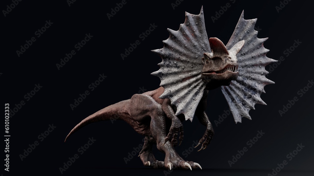 Dilophosaurus pose render of background. 3d rendering Stock ...