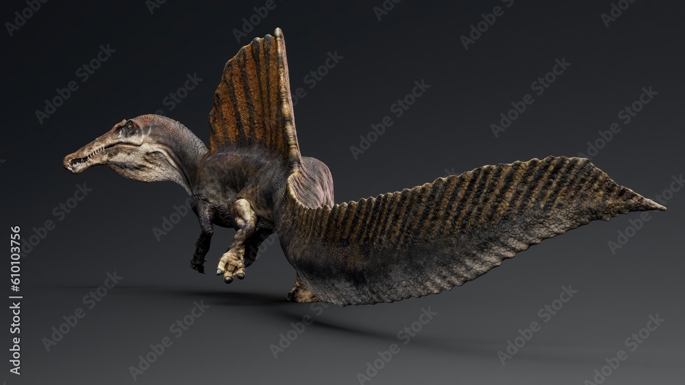 Spinosaurus pose render of background. 3d rendering Stock Illustration ...