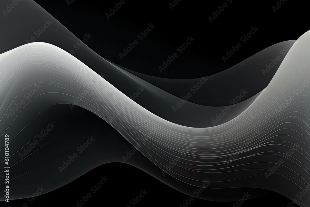 Minimalistic Grayscale Gradient With Subtle Curved Lines Generative Ai Stock Illustration