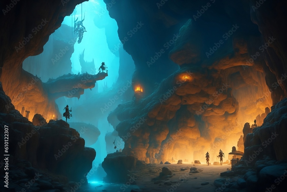 Deep within a labyrinthine cave system, you stumble upon an underground ...