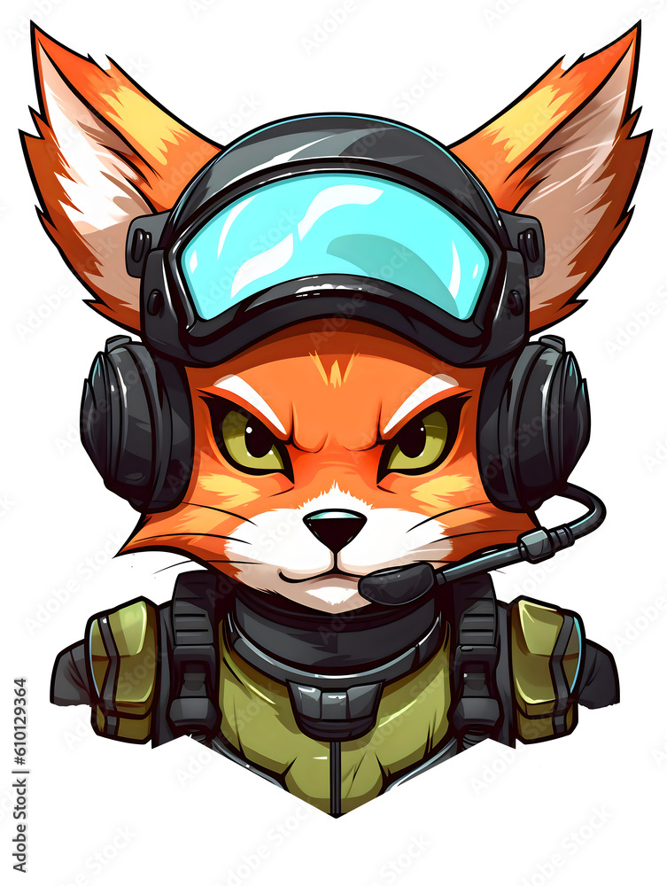 fox military signalman with microphone, clipart isolated on transparent ...