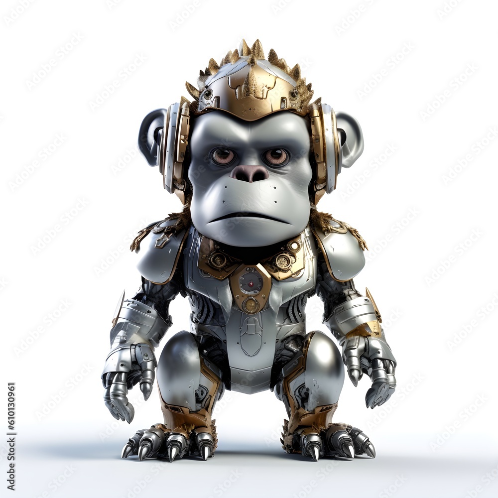 cute kingkong figure metal robot, generative ai generated technology ...
