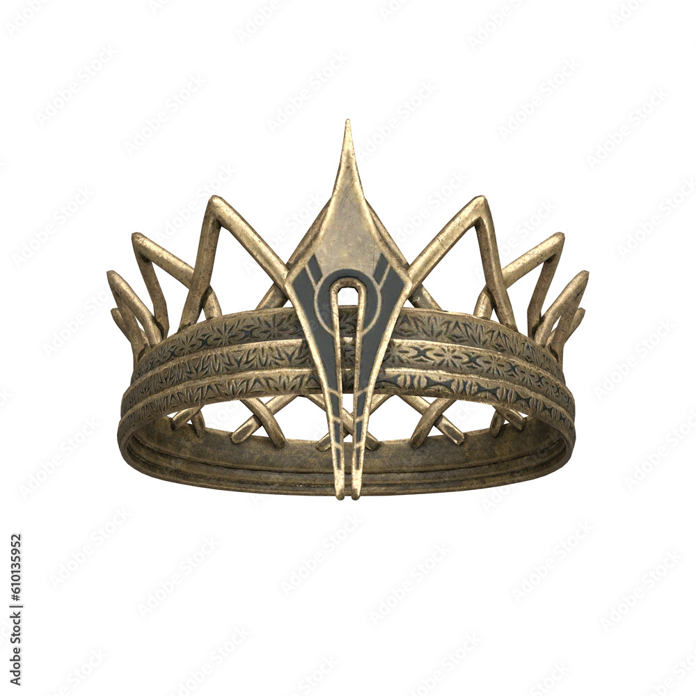3d rendering fantasy gold crown sharp isolated Stock Illustration ...